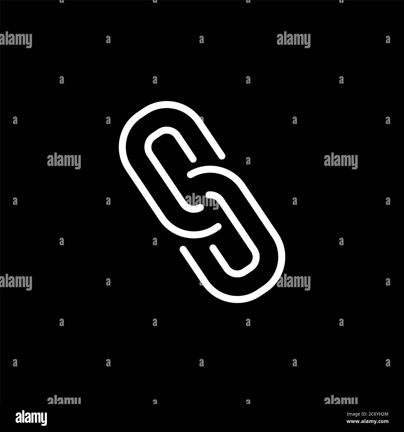 Link Line Icon Icon On Black Background. Black Flat Style Vector ...