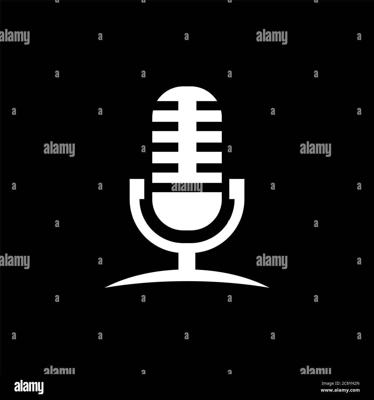Microphone Icon On Black Background. Black Flat Style Vector ...