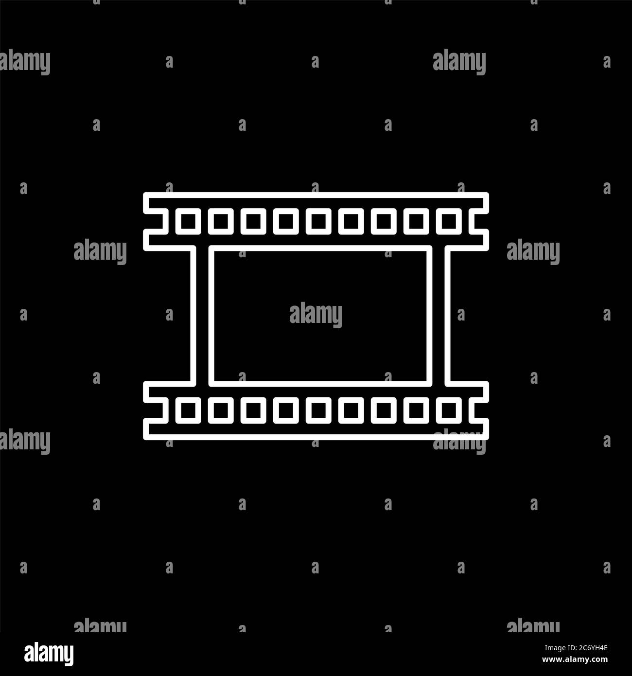 Film Strip Line Icon On Black Background. Black Flat Style Vector ...