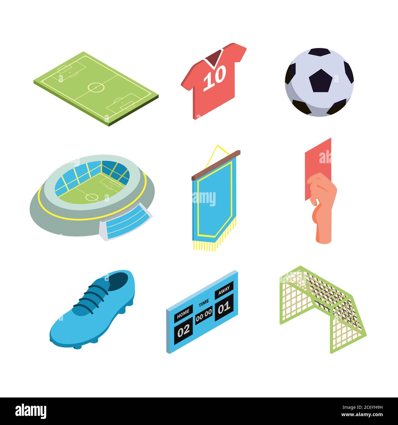 Soccer Game Sport Equipment Collection Set Vector Stock Vector Image ...