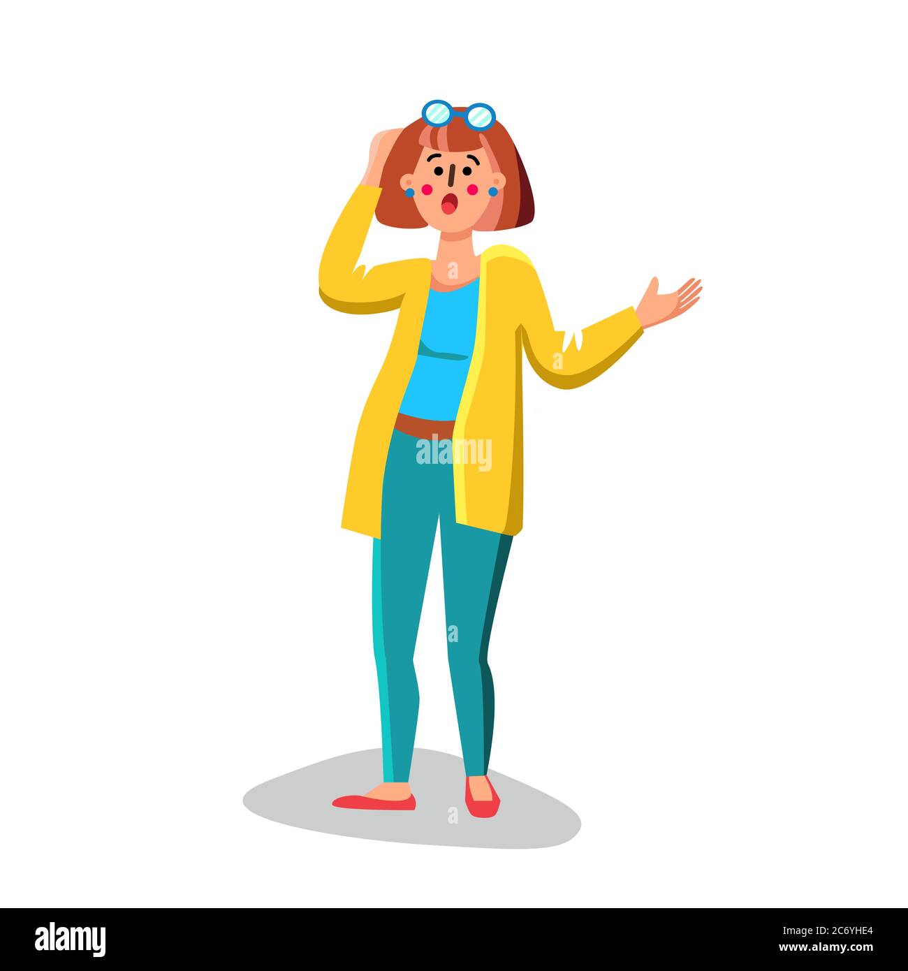 Scary Woman Hold Head Unexpected Situation Vector Stock Vector Image ...