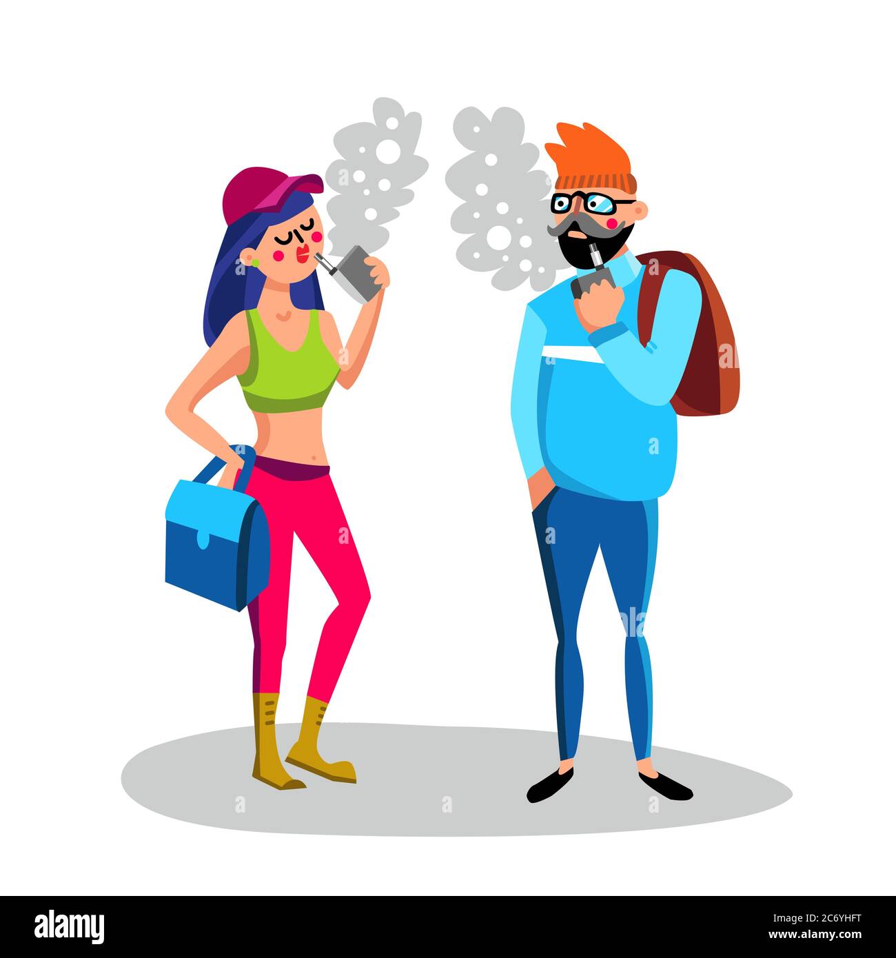 Man And Woman Vape Electronic Cigarette Vector Stock Vector Image & Art ...
