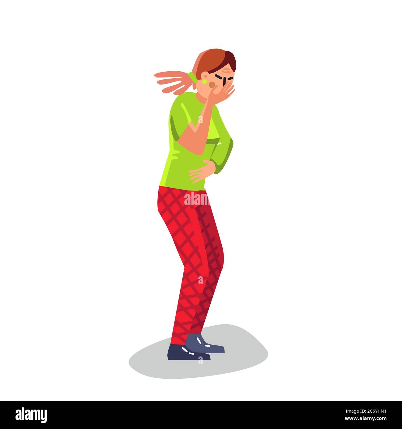 Woman Drunk Or Sick Hold Hand Vomiting Vector Stock Vector Image & Art ...