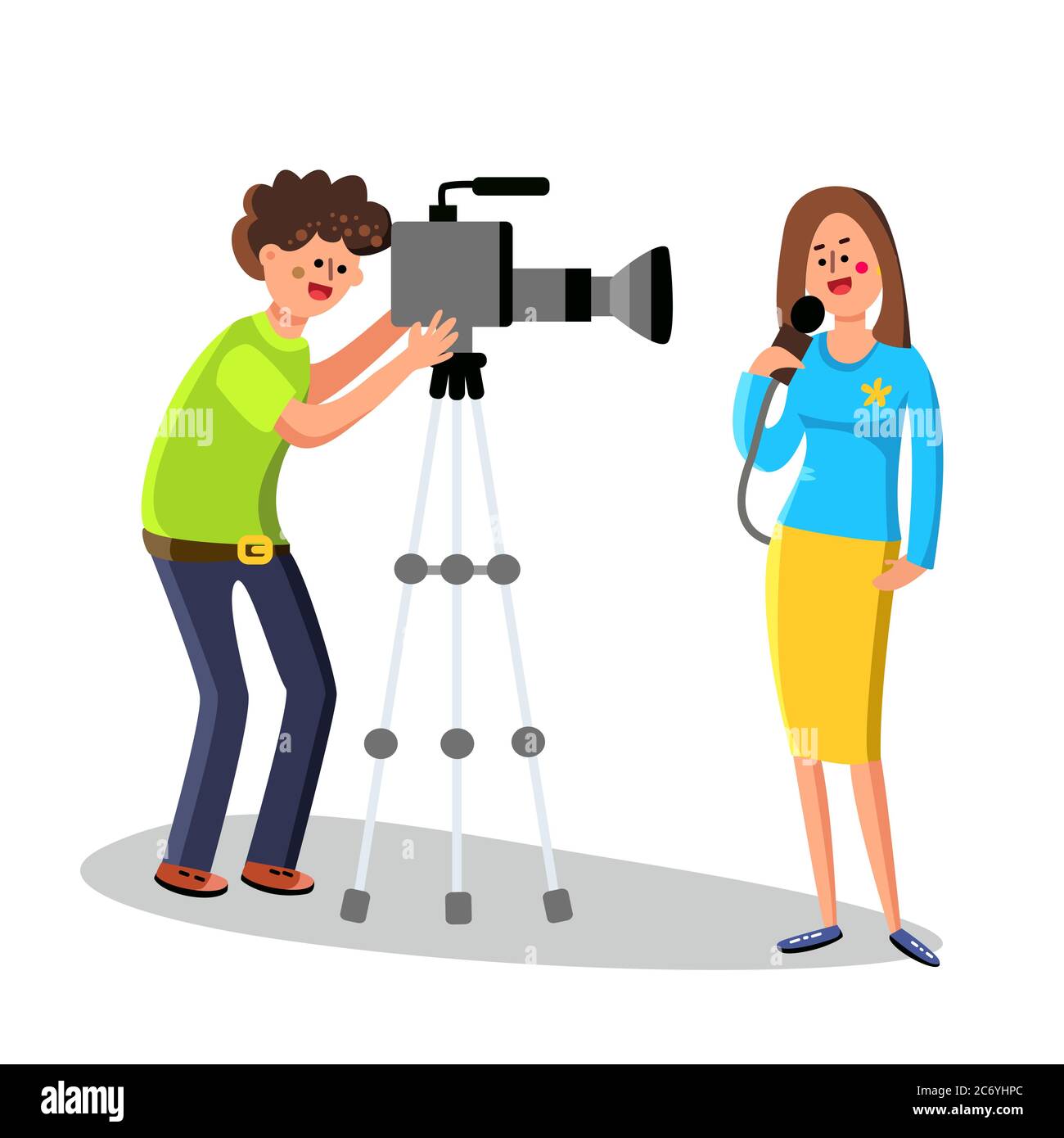 Cameraman Character Shoots Reporter Report Vector Illustration Stock ... Cameraman Character Shoots Reporter Report Vector Illustration Stock ...