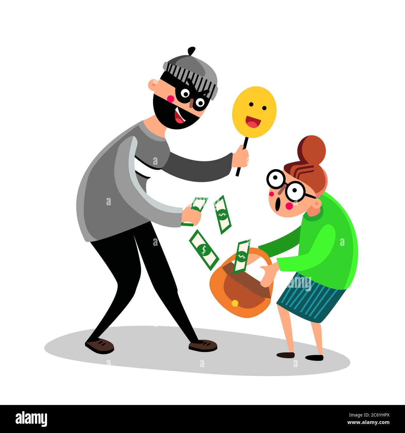 Criminal Man Scam Older Woman Character Vector Stock Vector Image & Art ...