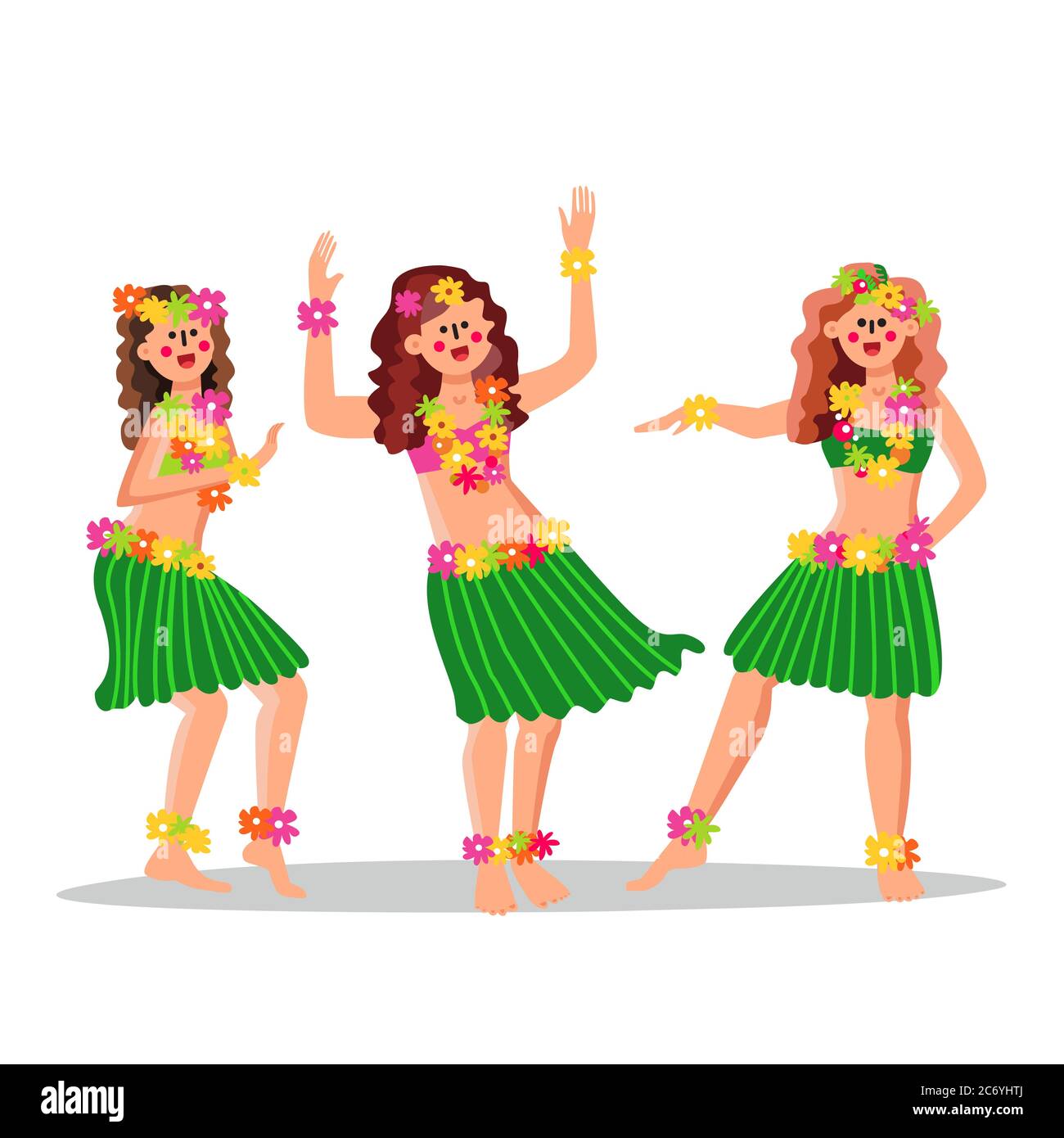 Hula Girls Dancing Funny Dance Together Vector Stock Vector Image & Art ...