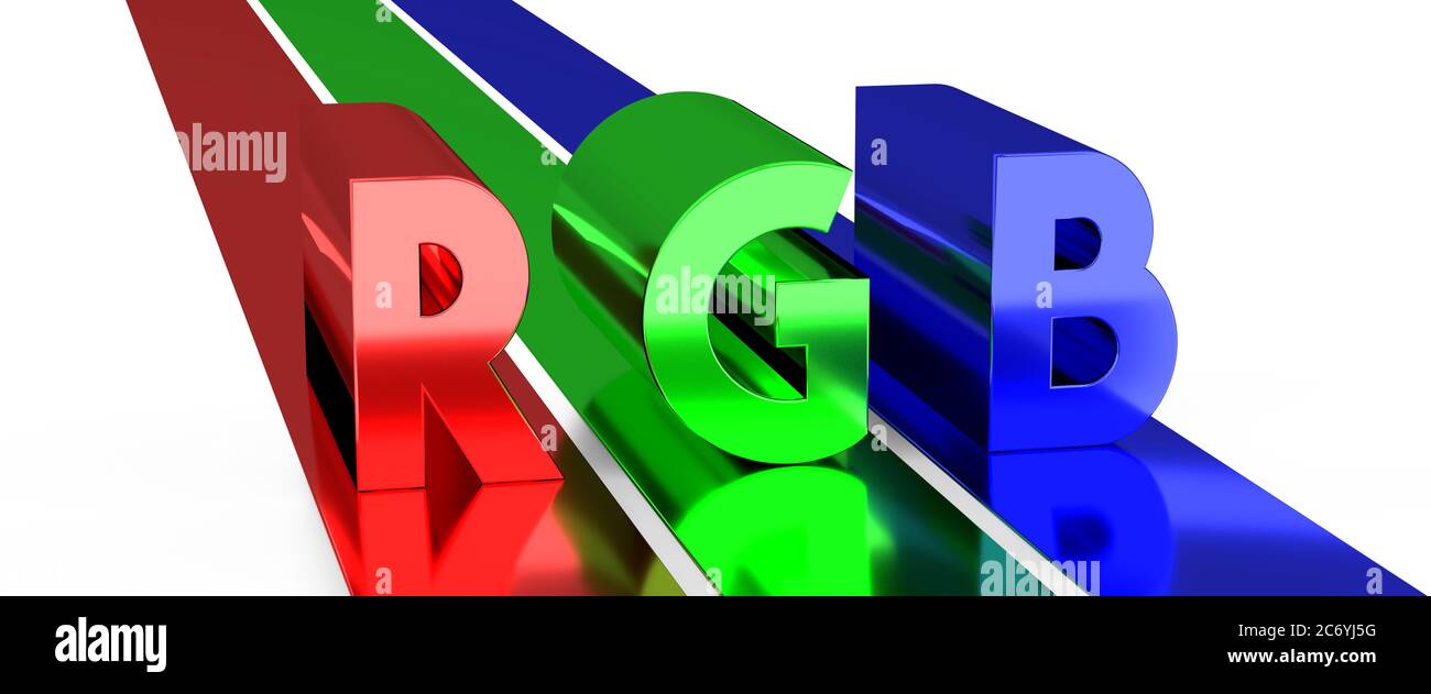 RGB letters - red, green, blue colors - 3D illustration Stock Photo - Alamy