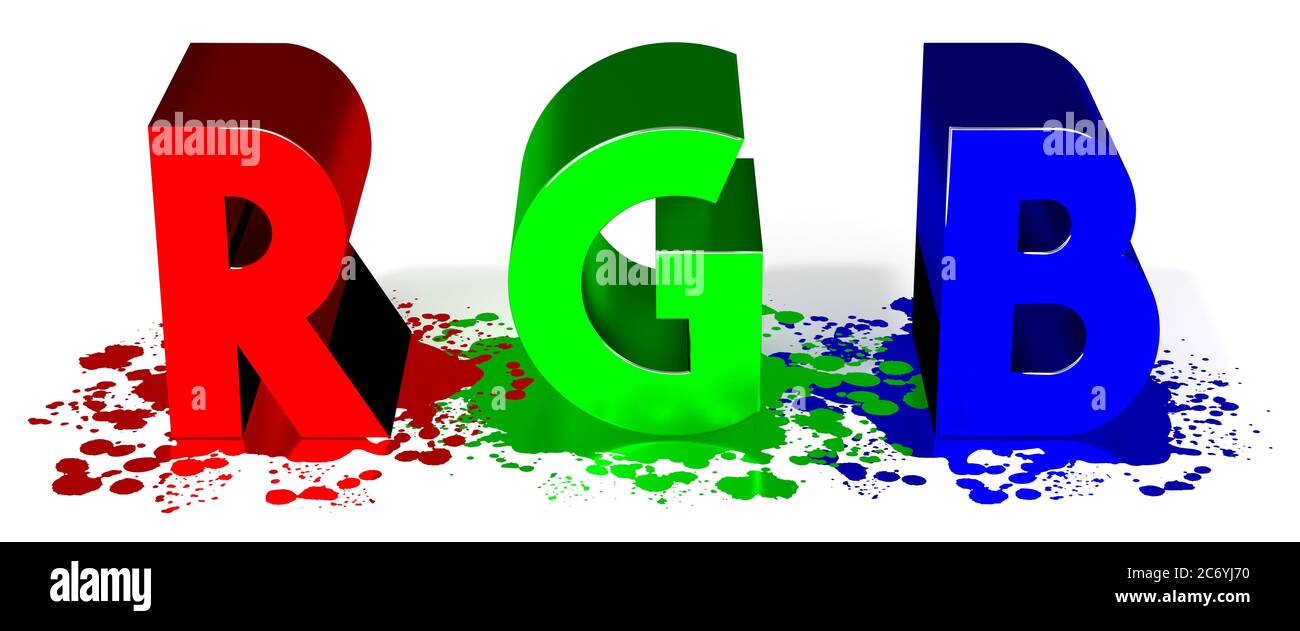 RGB typographical concept - red, green, blue colors - 3D illustration ...