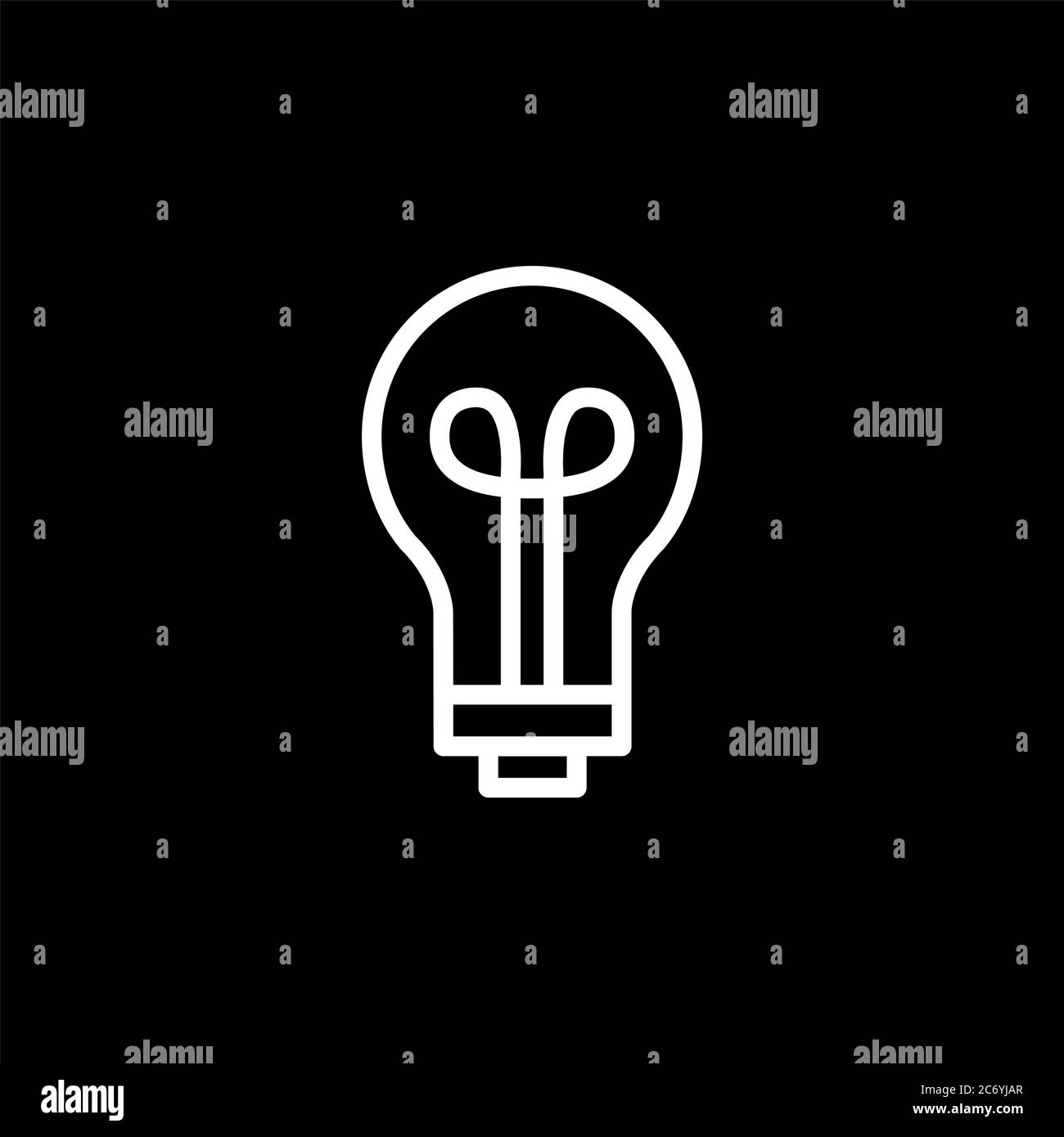 Light Bulb Line Icon On Black Background. Black Flat Style Vector ...