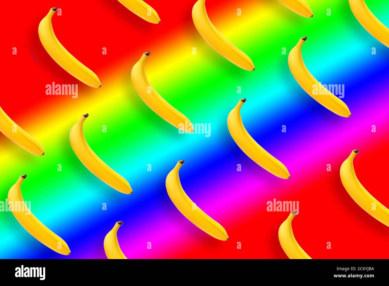 Banana pattern in vibrant rainbow gradient colors. Minimal fruit ...