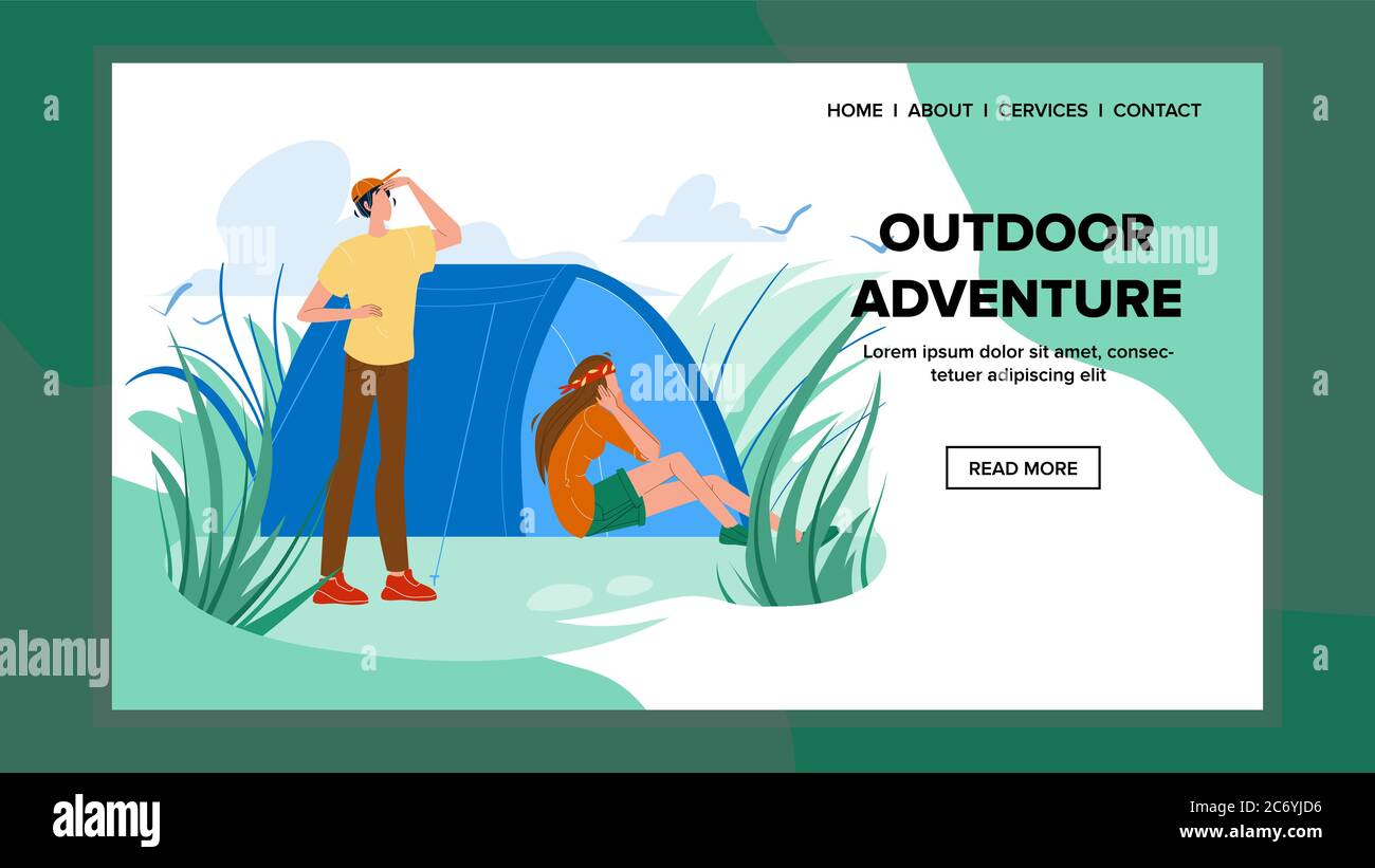 Outdoor Adventure And Expedition Travel Vector Illustration Stock ...
