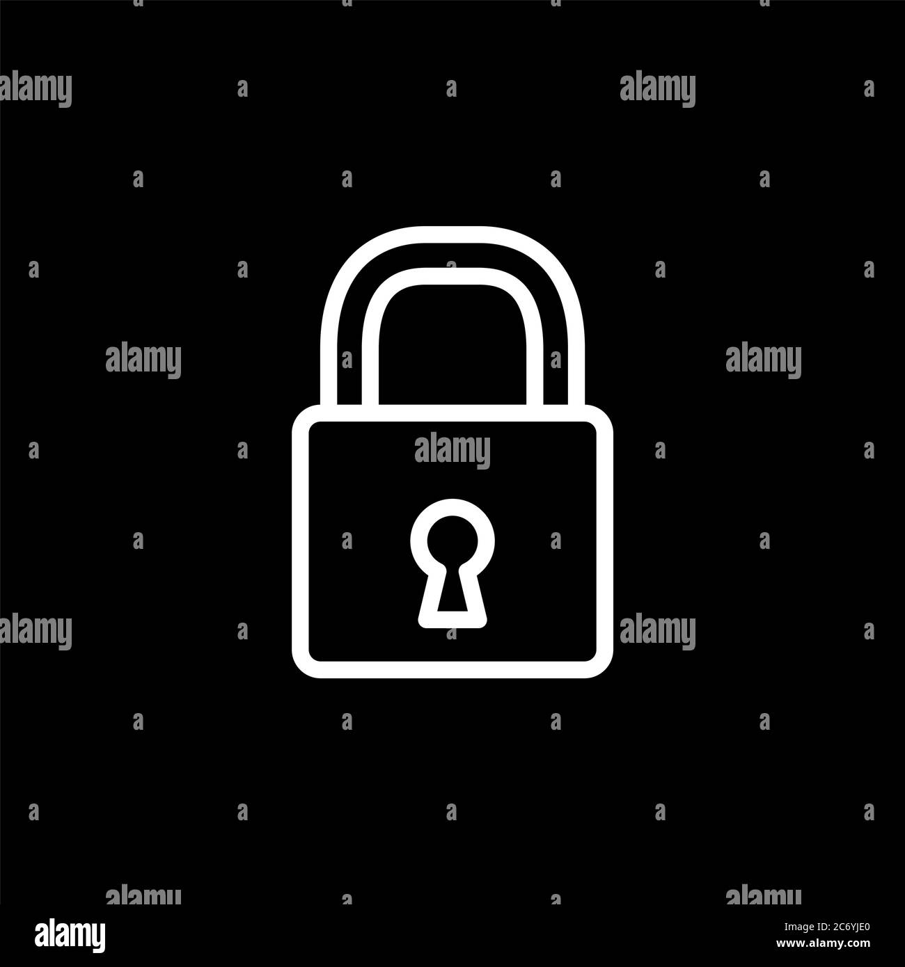 Lock Line Icon On Black Background. Black Flat Style Vector ...