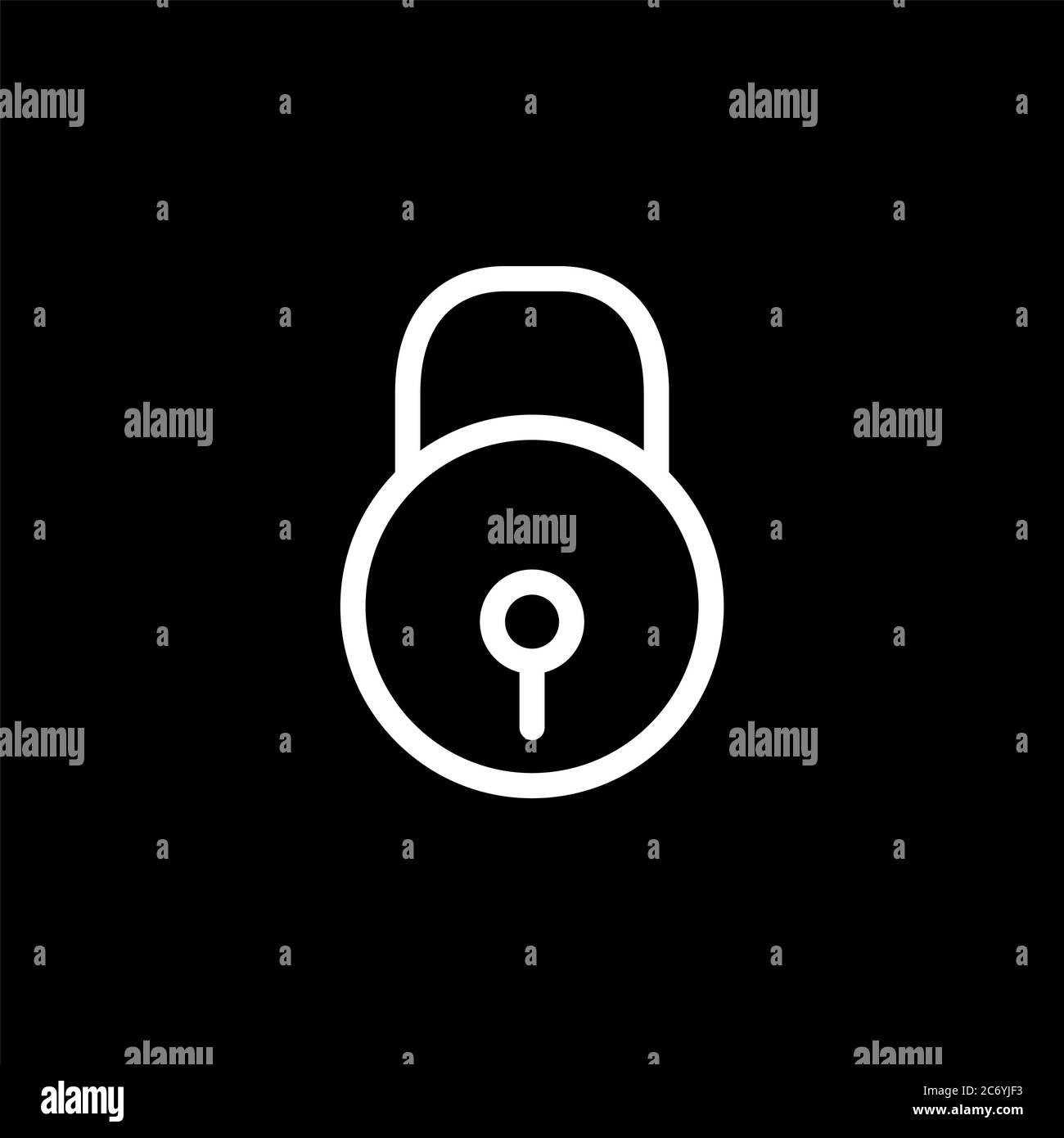 Lock Line Icon On Black Background. Black Flat Style Vector ...