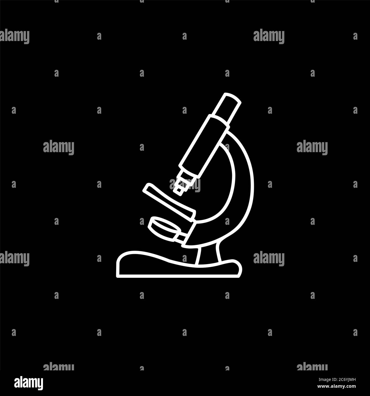 Microscope Line Icon On Black Background. Black Flat Style Vector ...