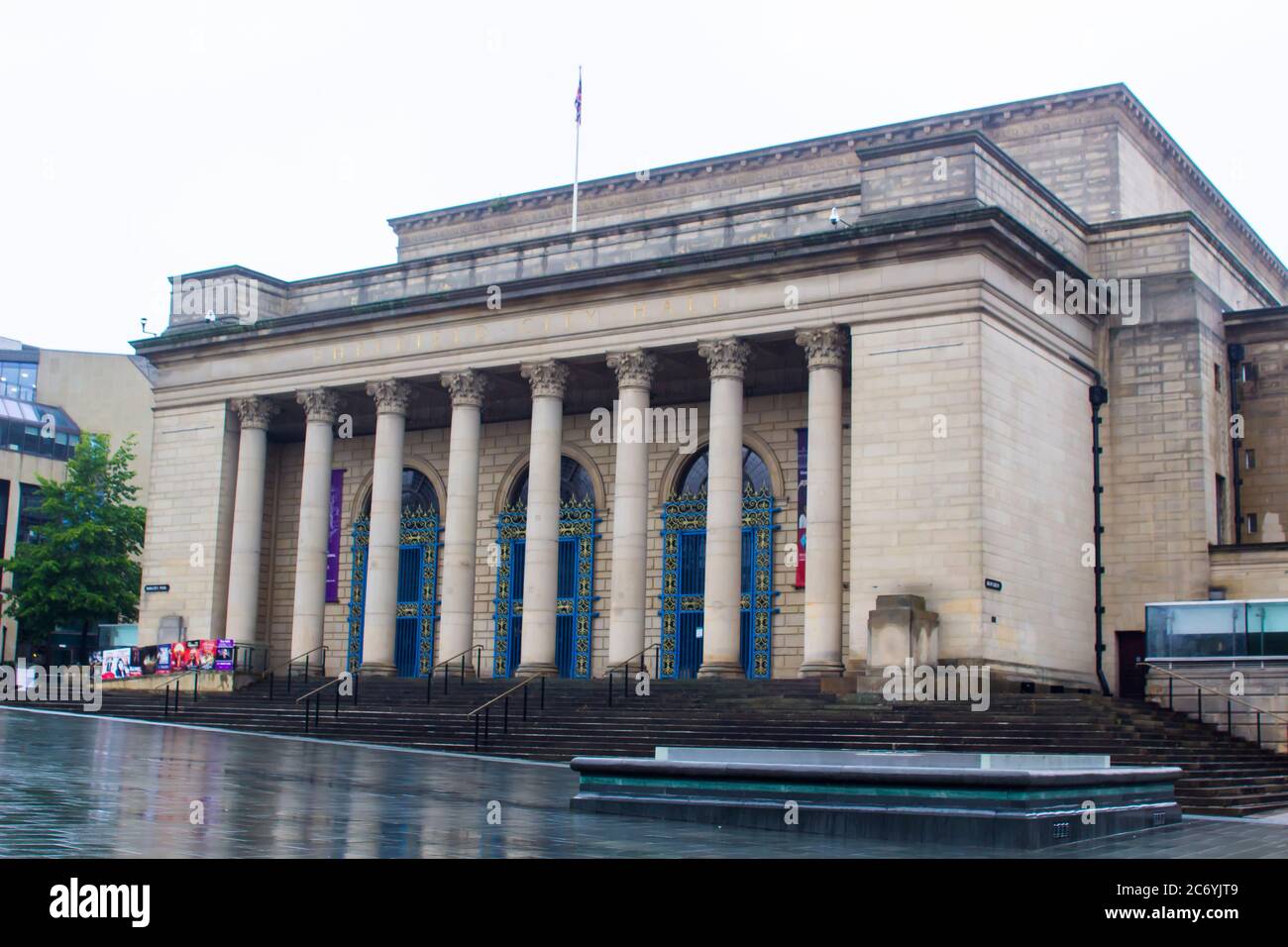 8 July 2020 The stage door at the rear of the imposing Sheffield City ...