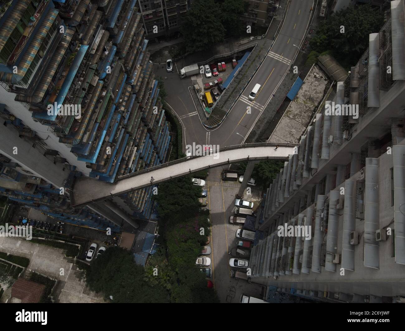 Bird view of the overpass that is 40-meter above the groud and connects ...