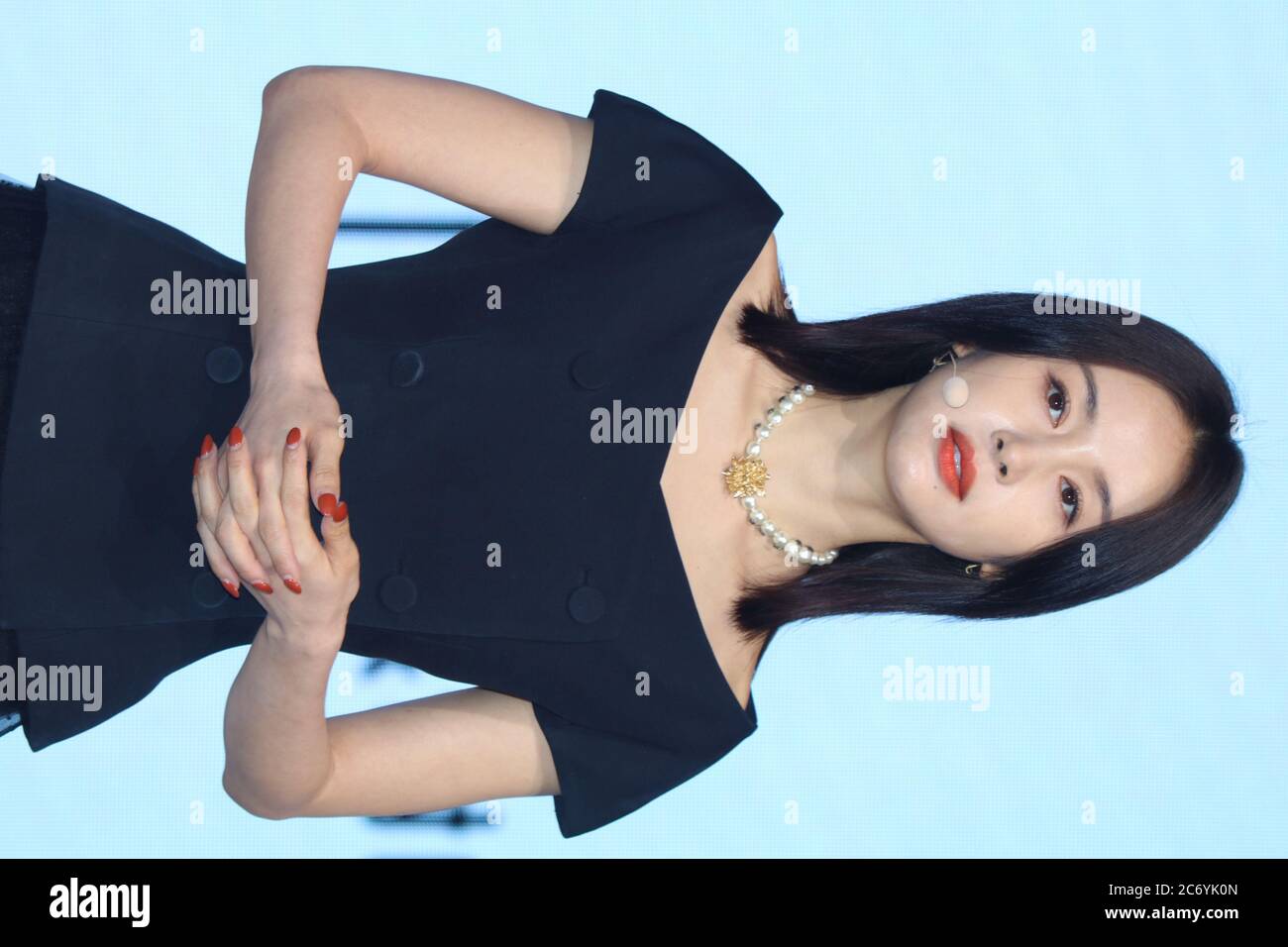 Chinese actress Wang Ziwen, also known as Olivia Wang, attends a forum ...