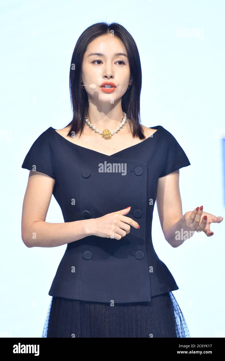 Chinese actress Wang Ziwen, also known as Olivia Wang, attends a forum ...
