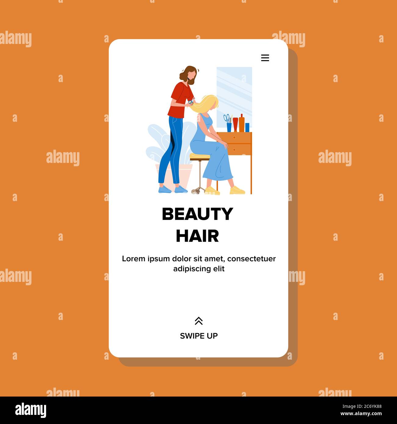 Beauty Hair Stylist Haircut Girl Client Vector Stock Vector Image & Art ...
