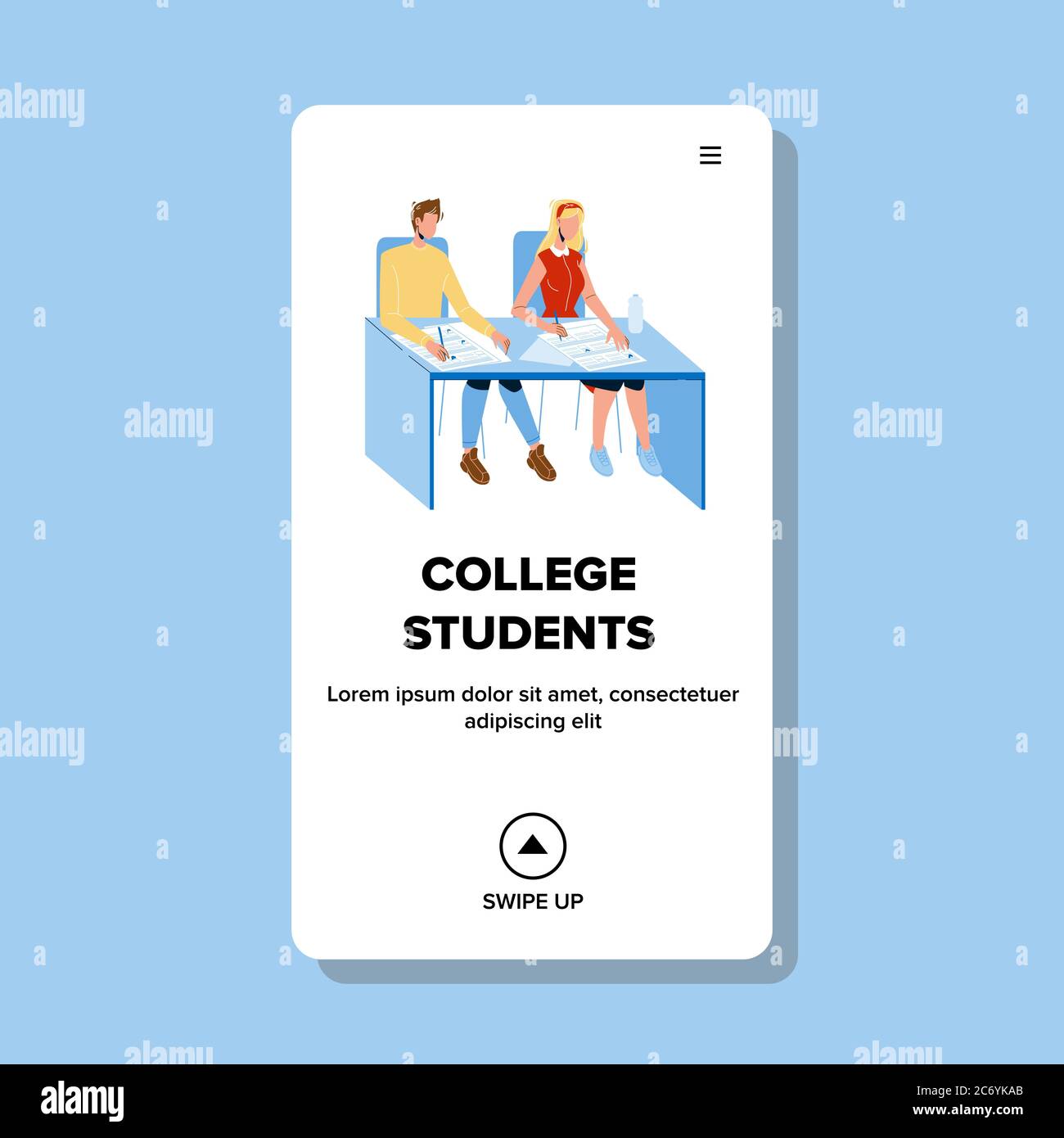 Girl college student working Stock Vector Images - Alamy