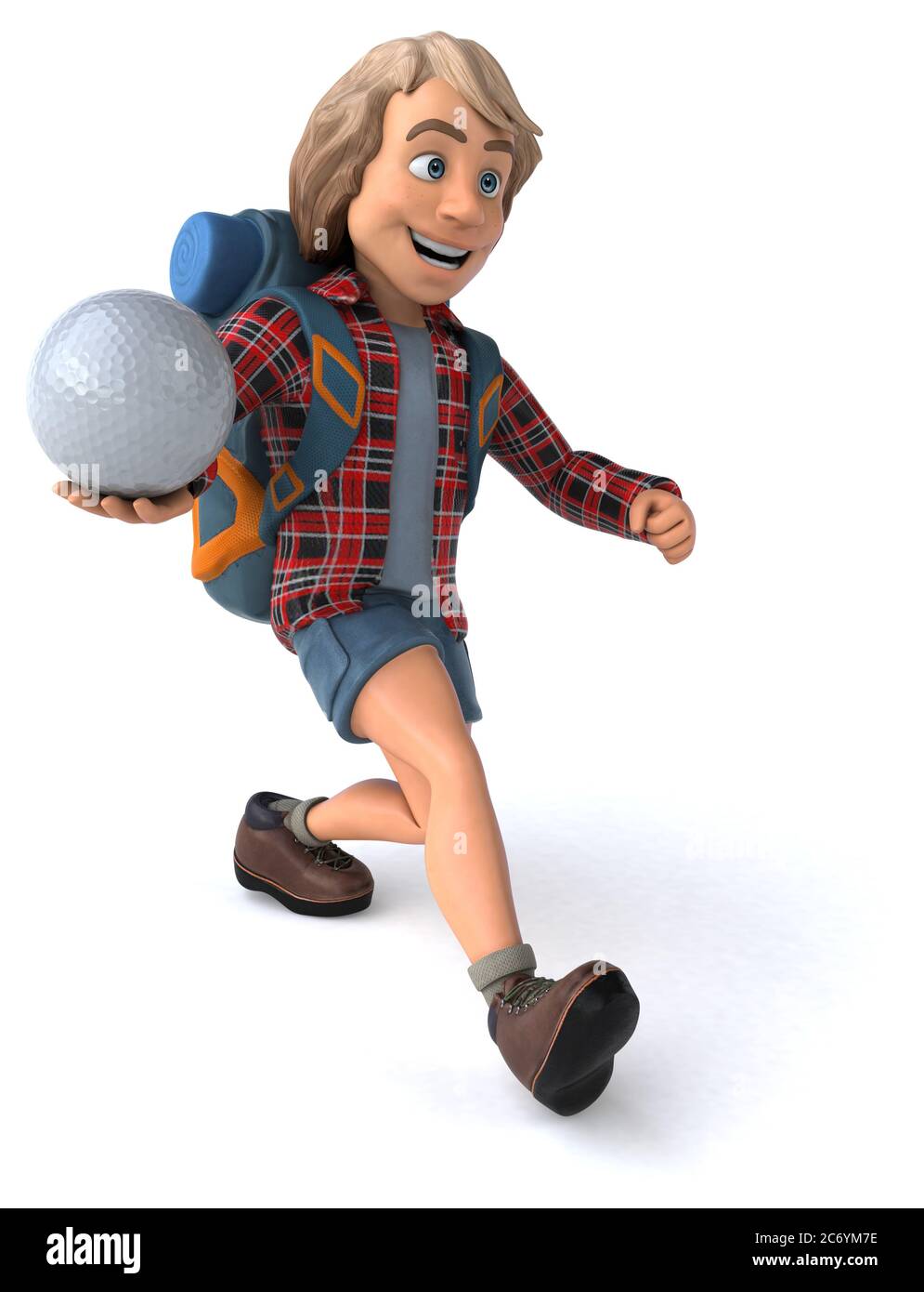 Fun backpacker cartoon guy Stock Photo - Alamy