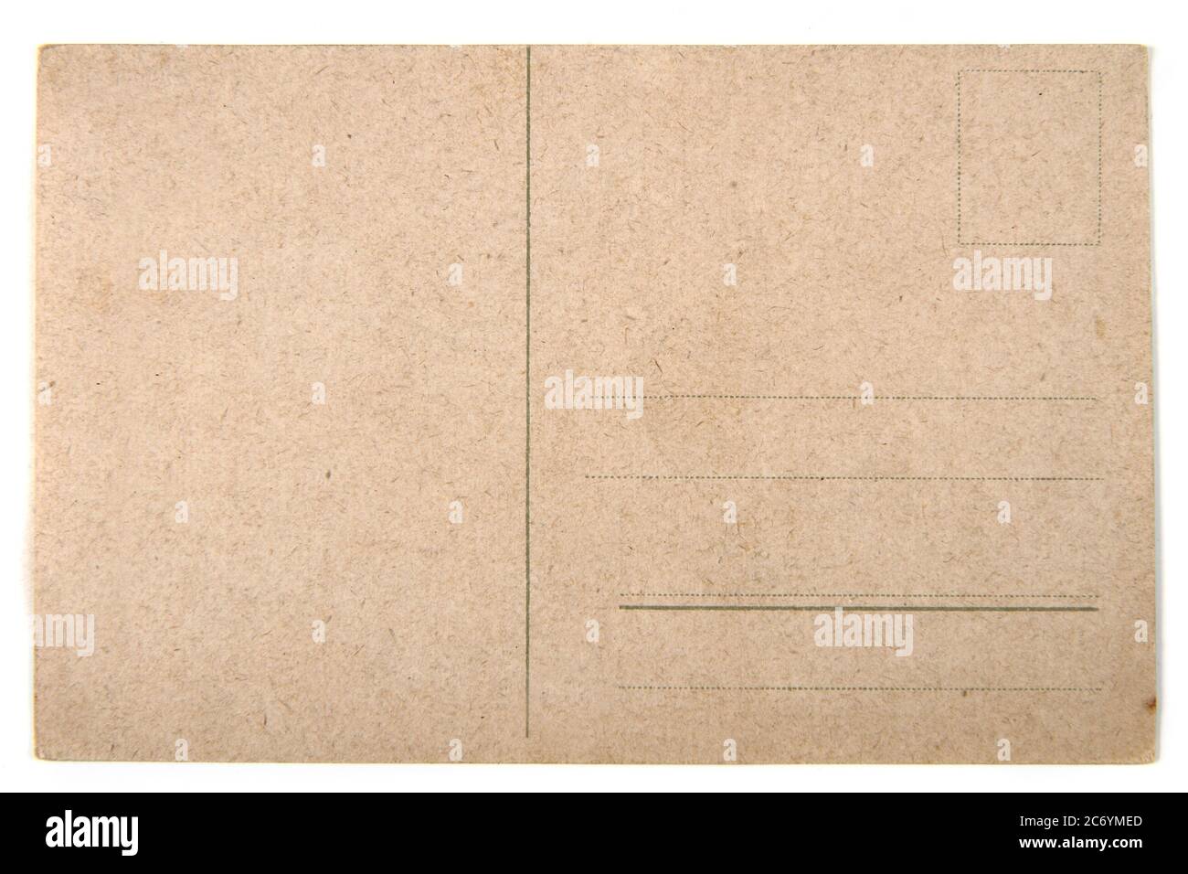 old empty postcard from the back side isolated on the white background ...