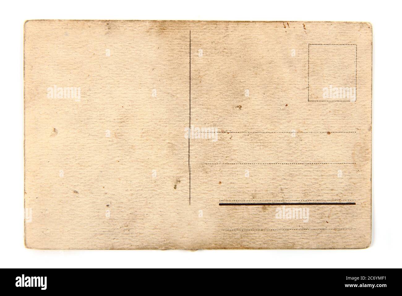 old empty postcard from the back side isolated on the white background ...