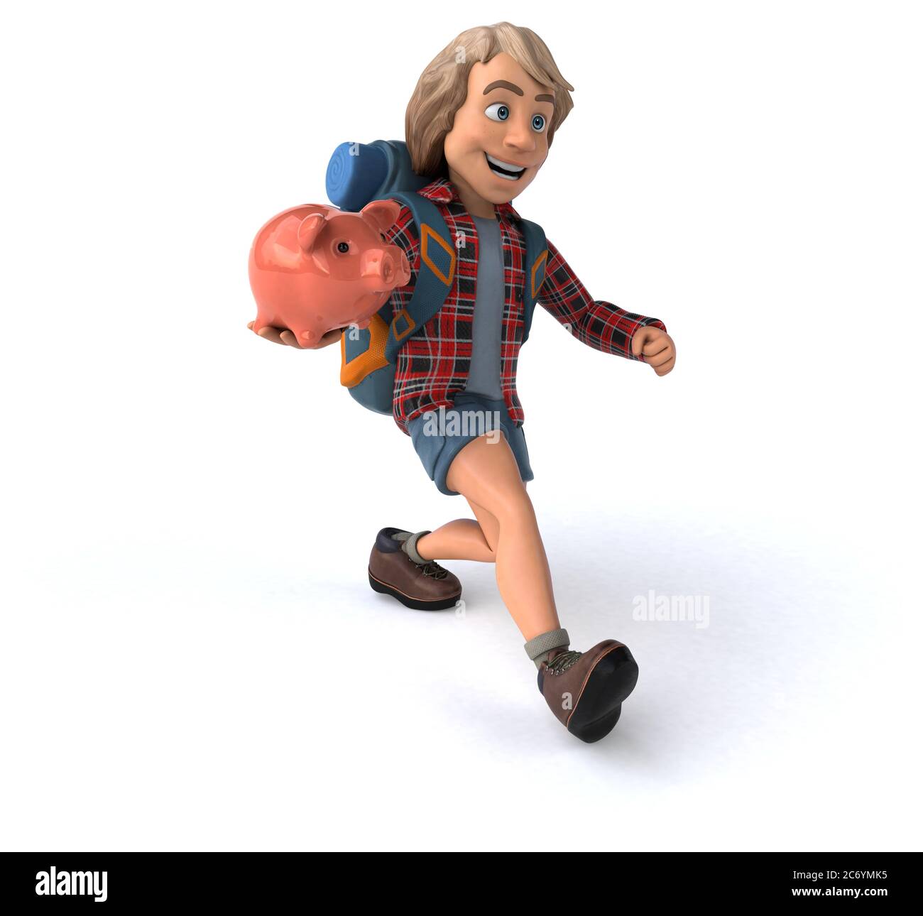 Fun backpacker cartoon guy Stock Photo - Alamy