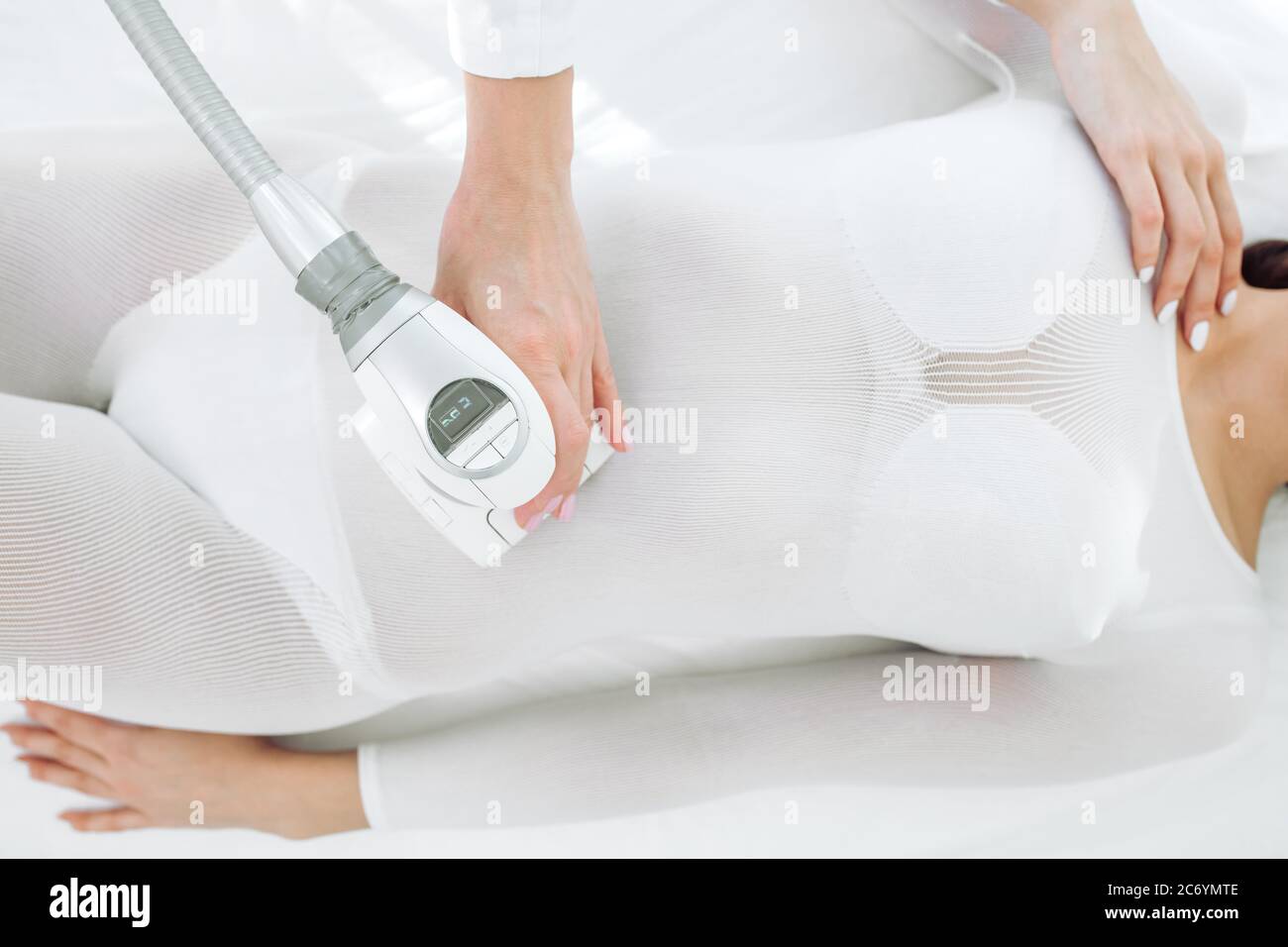 LPG massage, Close up of cosmetologist doctor hands manipulating with ...