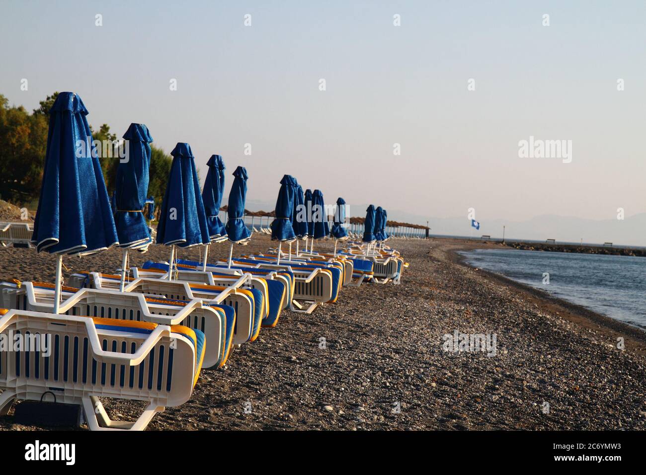Greece empty summer beach from Kos island Stock Photo - Alamy