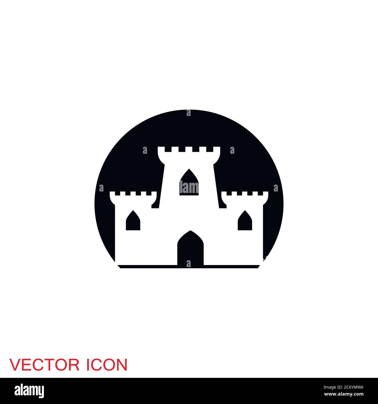 Castle icon. Castle tower icon or symbol. Vector illustration Stock ...