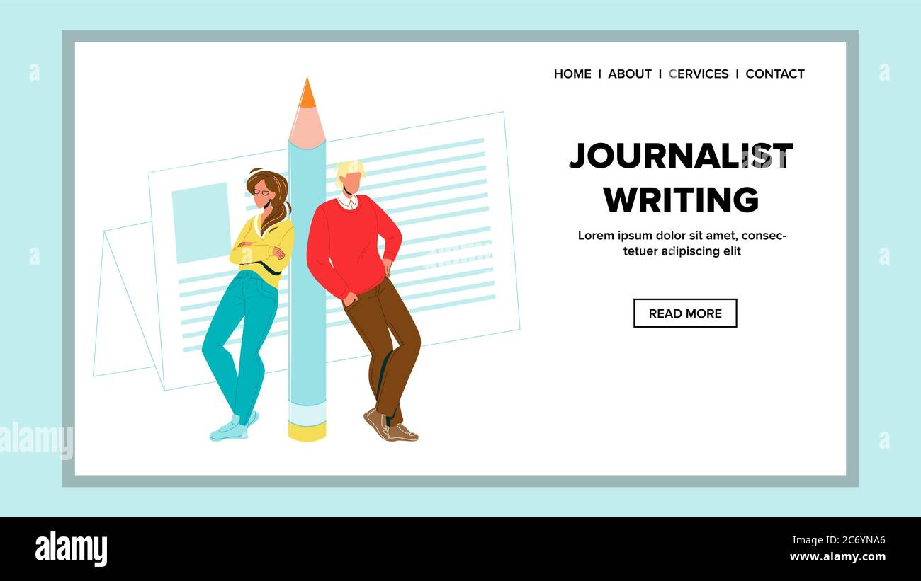 Journalist Writing Notes Newspaper Article Vector Illustration Stock ...