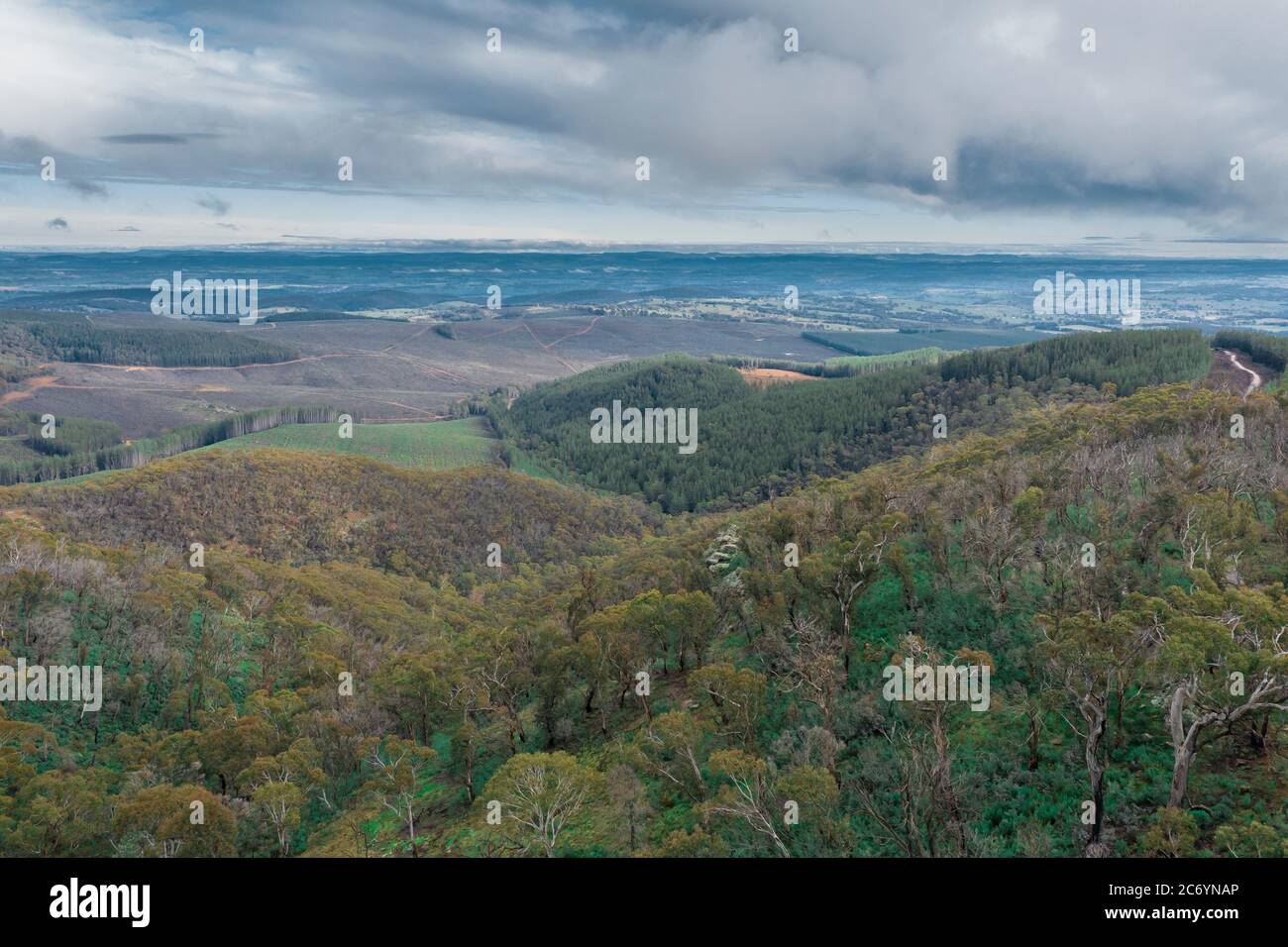 Aerial view from Mount Canobolas in the New South Wales regional town ...