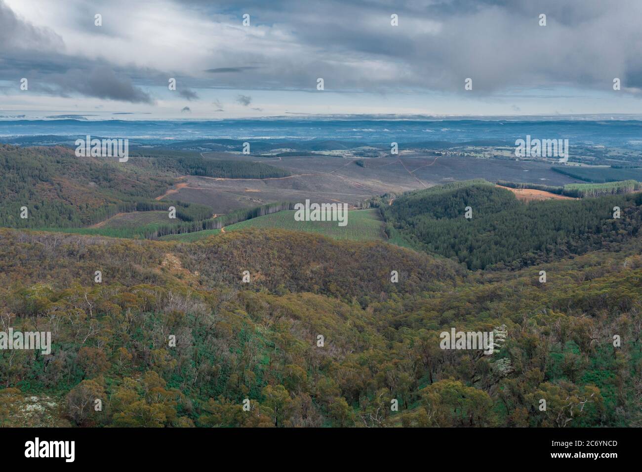 Aerial view from Mount Canobolas in the New South Wales regional town ...