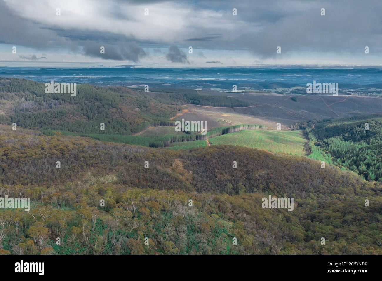 Aerial view from Mount Canobolas in the New South Wales regional town ...