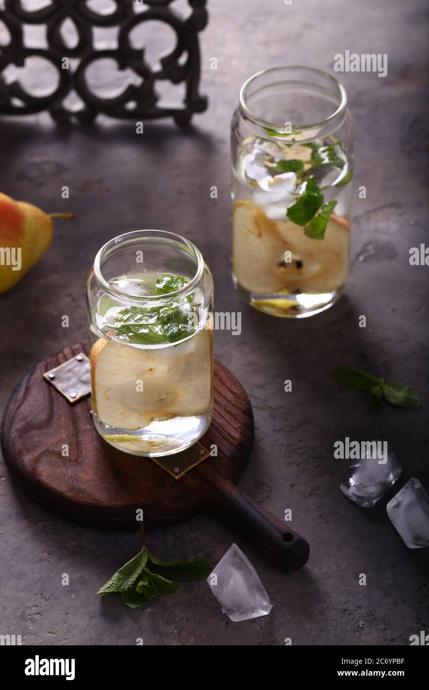 natural ice pear lemonade ice tea Stock Photo - Alamy