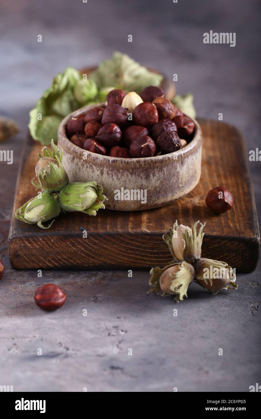 natural organic hazelnut nut for healthy eating Stock Photo - Alamy