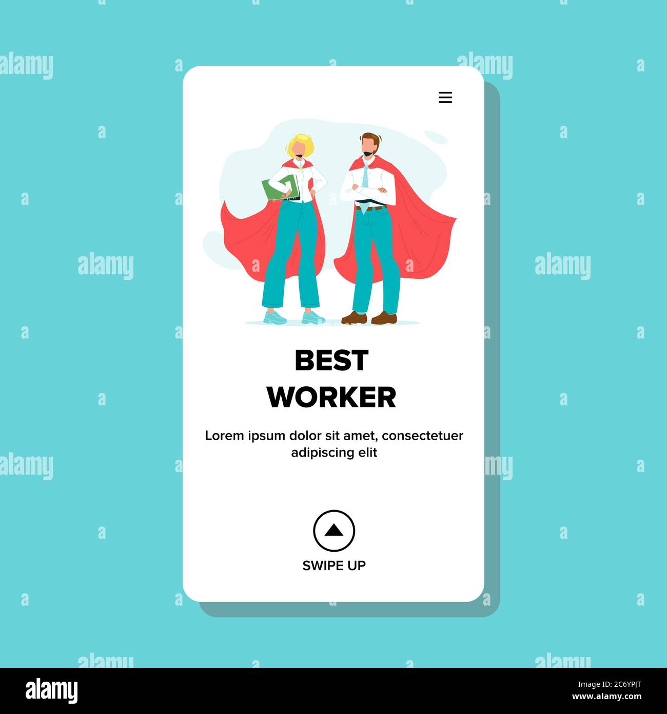 Best Worker Businesspeople Wear Hero Suit Vector Stock Vector Image ...