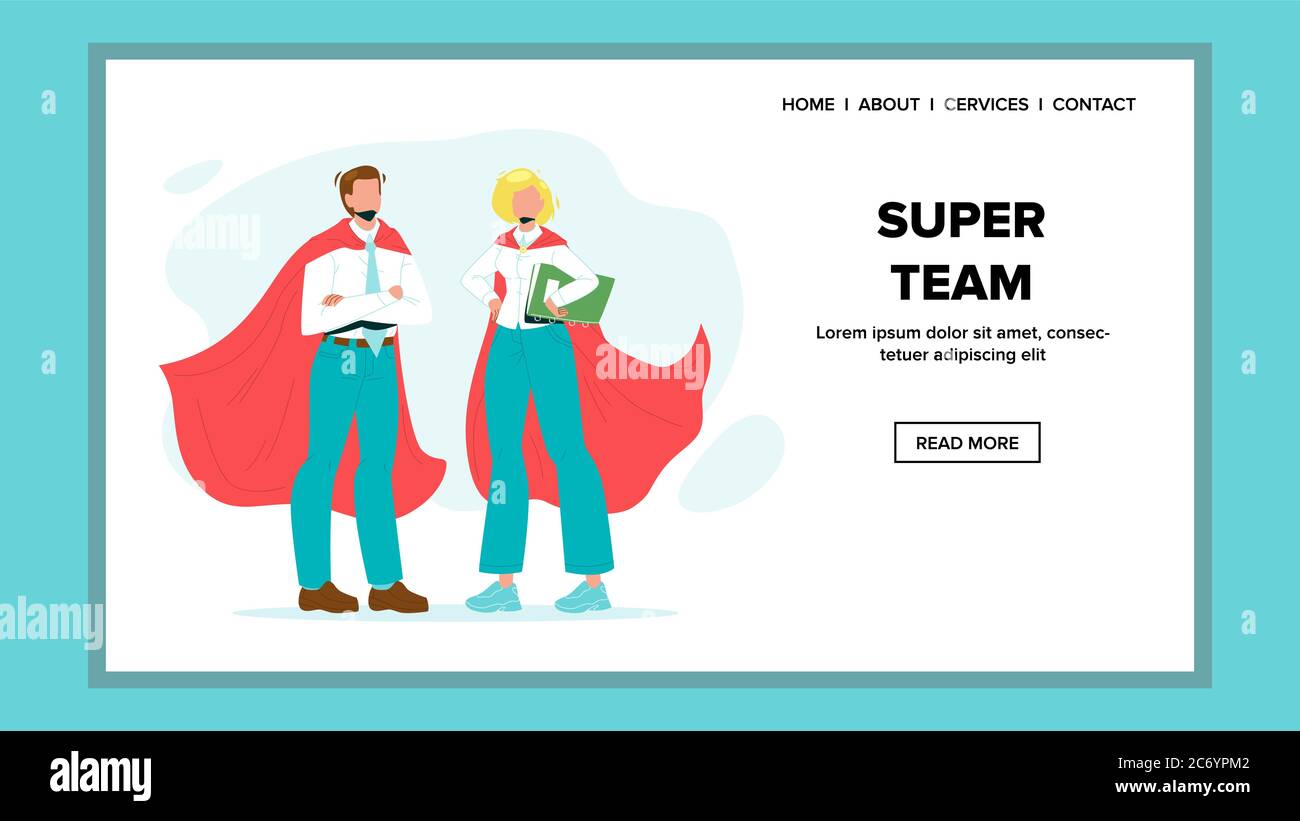 Super Team Businessman And Businesswoman Vector Illustration Stock ...