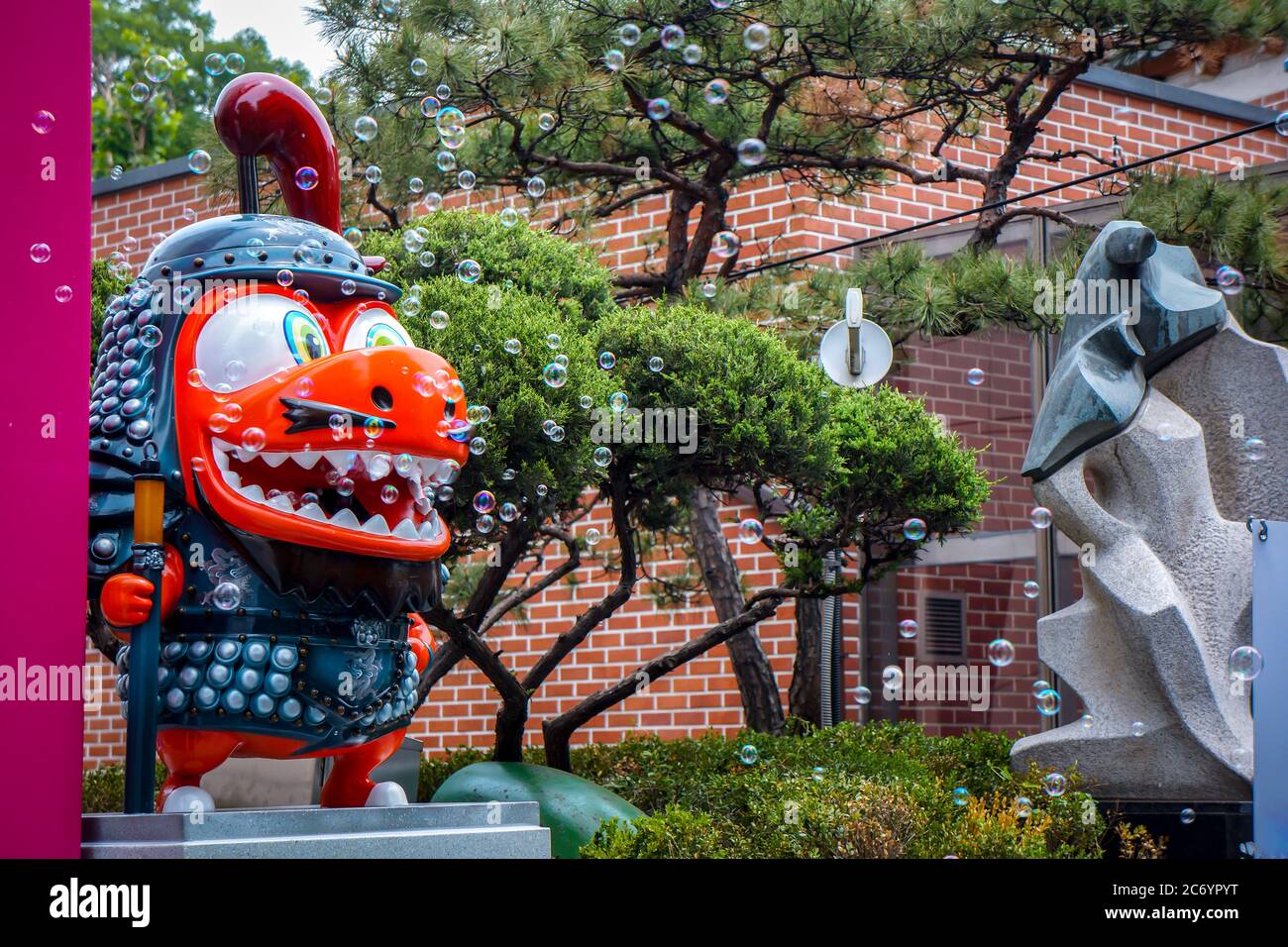 Seoul, South Korea - 1 June 2014, The mascot Red monster in Korea armor ...