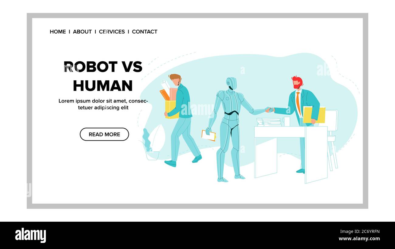 Robot Vs Human Future Replacement Conflict Vector Stock Vector Image ...