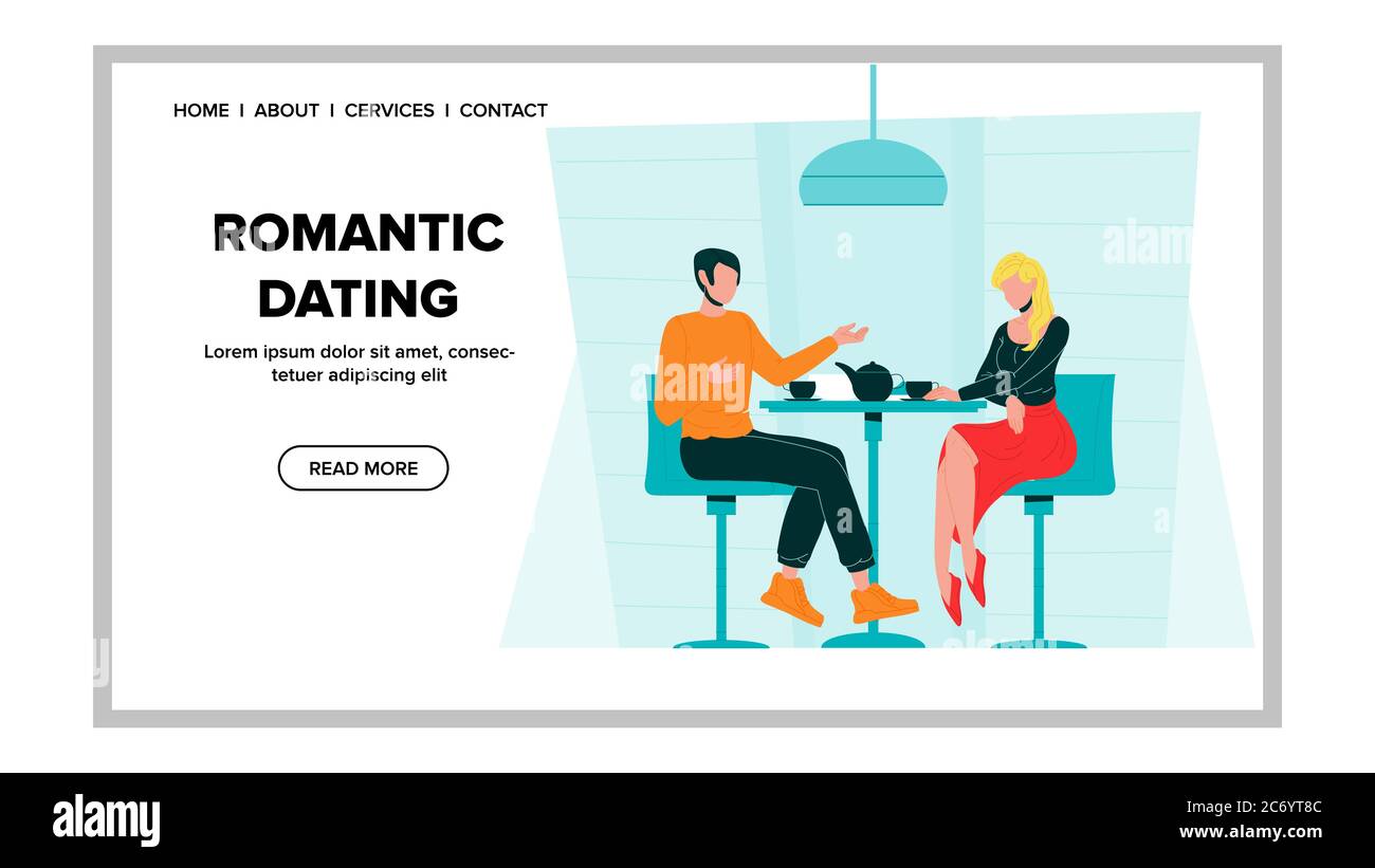 Romantic Dating Couple Young Man And Woman Vector Stock Vector Image ...