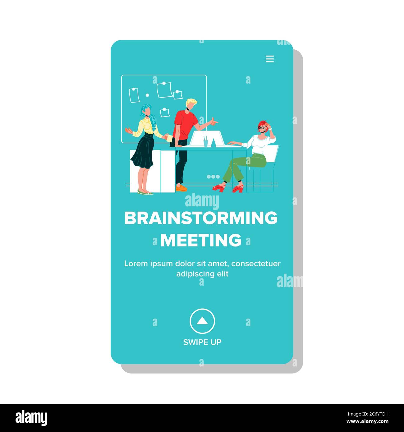 Brainstorming Meeting In Conference Room Vector Illustration Stock ...
