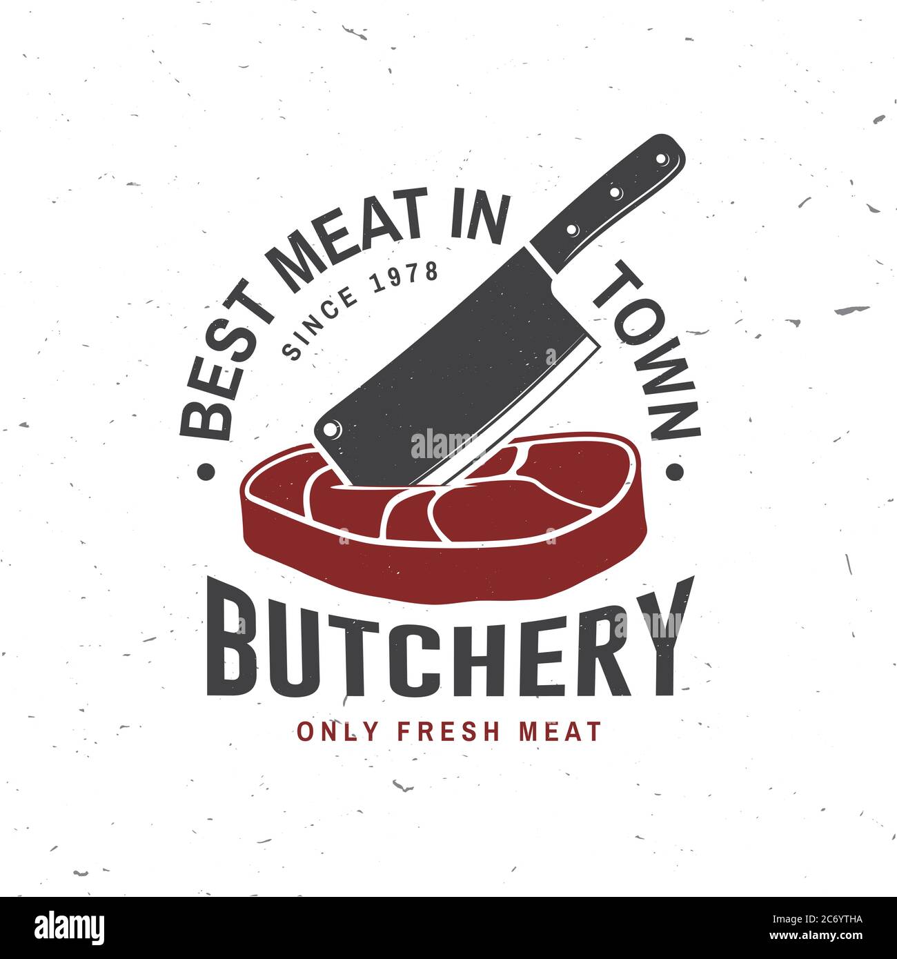 Butcher meat shop Badge or Label with Steak and kitchen knife. Vector ...