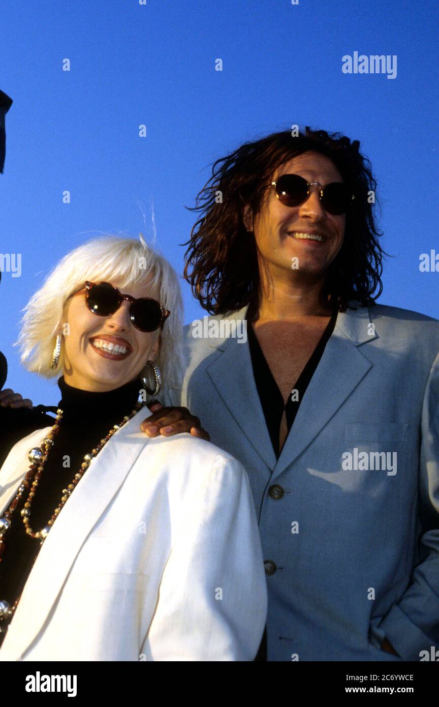 Simon Le Bon with background singer from Duran Duran at the photocall ...