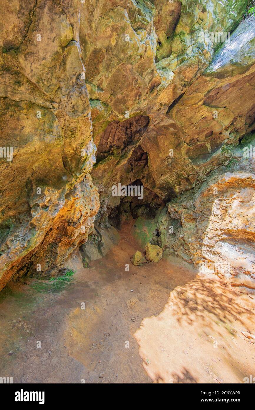 View into the gnome's pit in the nature reserve of Furfooz Stock Photo ...