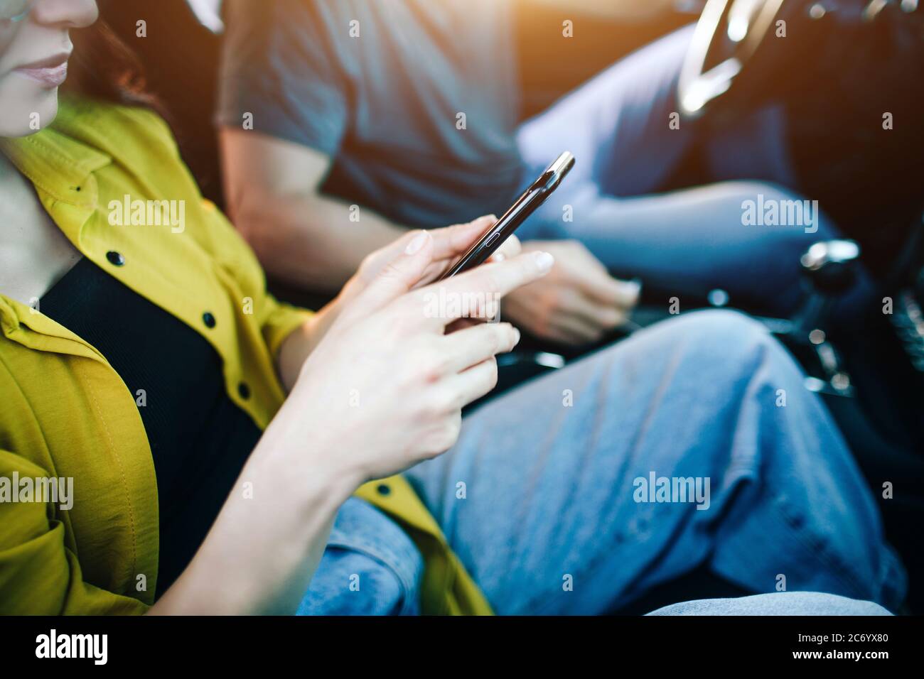 Travel, tourism - close-up of hands which smart hope in the car Stock ...