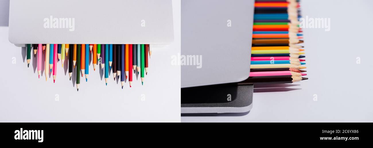 Collage colored pencils in hi-res stock photography and images - Alamy