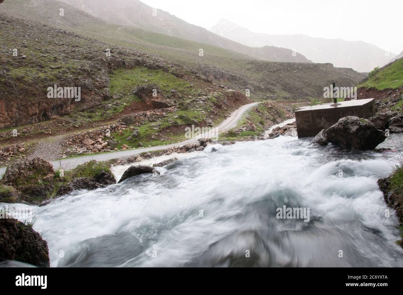 Bahcesaray-Van, Turkey - 19 May 2011: Water source of mucus river ...