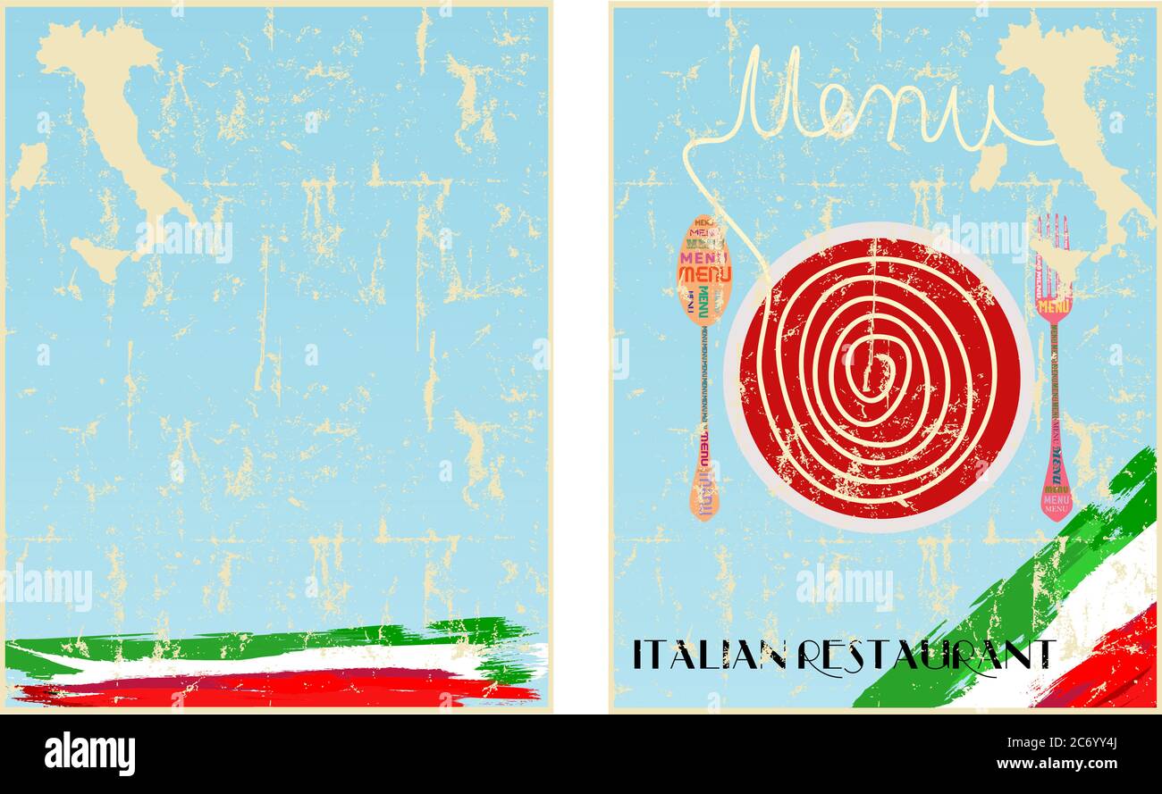 Menu for Italian restaurant, fictional artwork, free copy space Stock ...